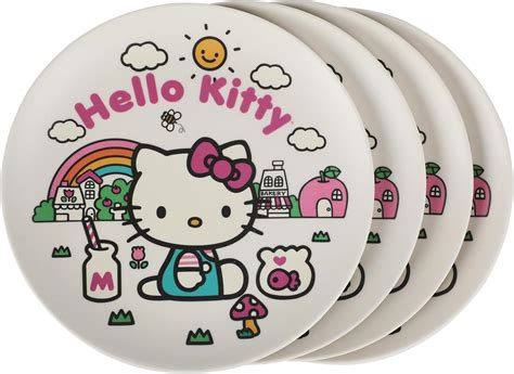 Bioworld Hello Kitty 8 Bamboo Plates Set Of 4 Dinner Plates