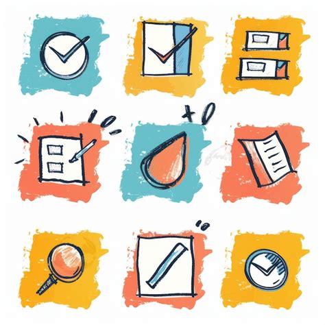Premium Photo A Modern Icon Set With Hand Drawn Symbols For Checking And Voting A Set Of