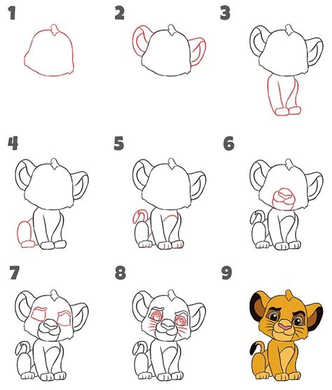 آموزش تصویری نقاشی شیر شاه در چند مرحله برای کودکان