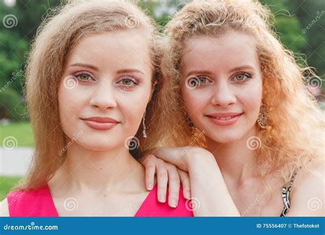 Two Curly Twins Outdoor Stock Image Image Of Emotions