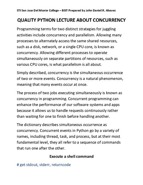 Quality Python Lecture About Concurrency Quality Python Lecture About