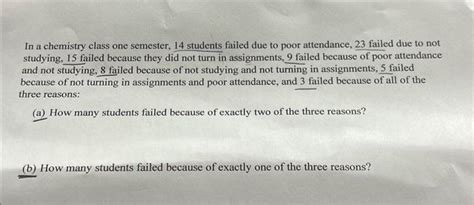 Solved In A Chemistry Class One Semester 14 Babes Failed Chegg Com