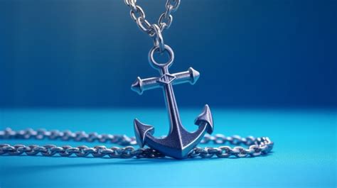 파란색 배경 3d 렌더링에 빛나는 앵커 펜던트 목걸이 펜던트 체인 목걸이 배경 일러스트 및 사진 무료 다운로드 Pngtree