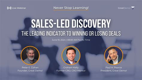 Sales Led Discovery Webinar Recording And Highlights Great Demo And