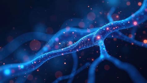 Abstract Blue Neural Network Fibers Glowing Nodes Complex Pattern
