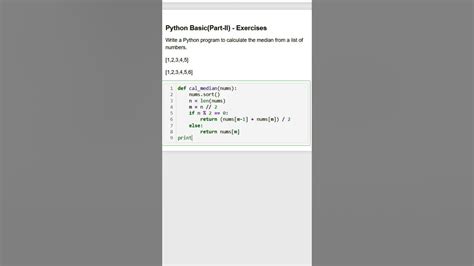 Python Basic Part Ii Exercises With Solution Leaning Python Programming Shorts