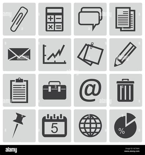 Vector Black Office Icons Set Stock Vector Image And Art Alamy