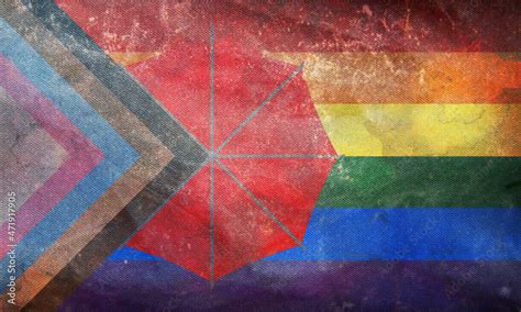 Top View Of Retro Flag Of Sex Worker Inclusive Progress Pride With