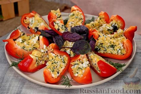 Рецепт Перец фаршированный сыром и яйцами на