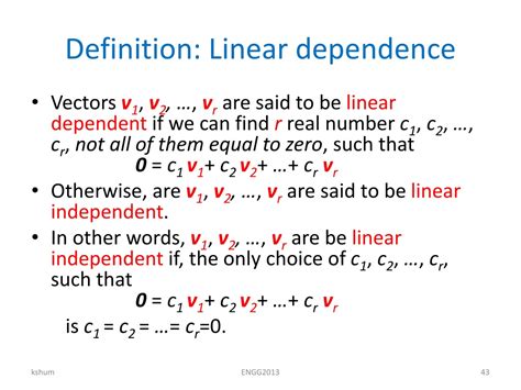 Ppt Engg2013 Unit 5 Linear Combination And Linear Independence Powerpoint Presentation Id 9532426