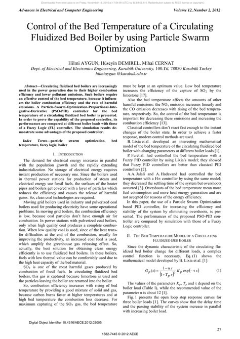 Pdf Control Of The Bed Temperature Of A Circulating Fluidized Bed Boiler By Using Particle