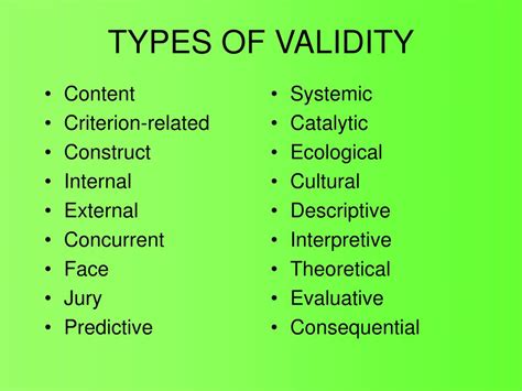 PPT TYPES OF VALIDITY PowerPoint Presentation Free Download ID