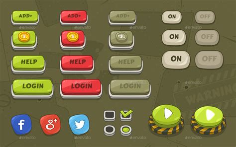 Game Gui Cartoon Military Game Assets Graphicriver