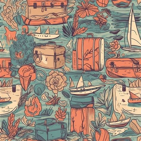 Premium Photo Seamless Abstract Background Tile With A Travel And Vacation Theme Generative Ai