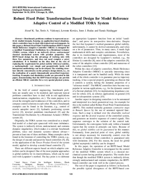 Pdf Robust Fixed Point Transformation Based Design For Model Reference Adaptive Control Of A
