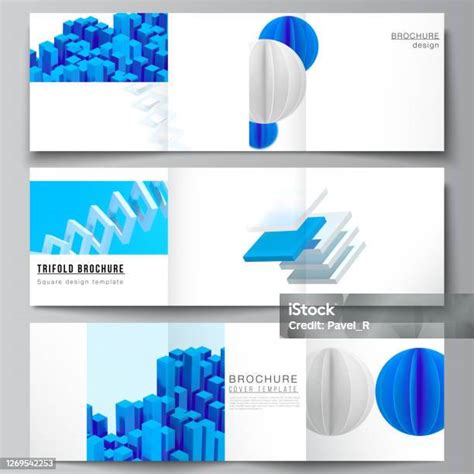 사각형의 벡터 레이아웃은 삼중 브로셔 전단지 잡지 표지 디자인 책 디자인을위한 디자인 템플릿을 다룹니다 동적 사실적인 기하학적