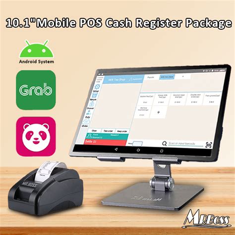 Mobile Pos Till Cash Register 10 1” Tablet Receipt Printer Software For Restaurant Retail Shop