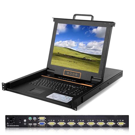 8 埠機架安裝 Kvm 主控台 整合式 Vga Kvm 切換器 附 17 吋機架式監視器和鍵盤 1u 伺服器機架安裝顯示器 1280×1024 60hz 解析度 支援