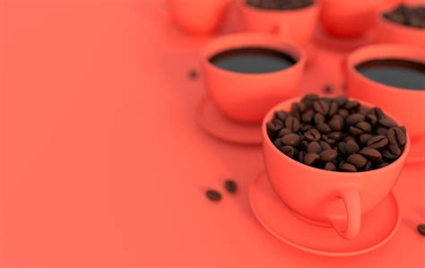 커피 한 잔과 사실적인 커피 콩 3d 렌더링 배경 커피 콩의 질량을 닫습니다 파스텔 색상 갈색에 대한 스톡 사진 및 기타 이미지