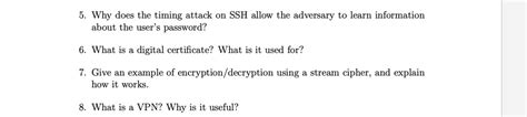 5 Why Does The Timing Attack On Ssh Allow The Adversary To Learn