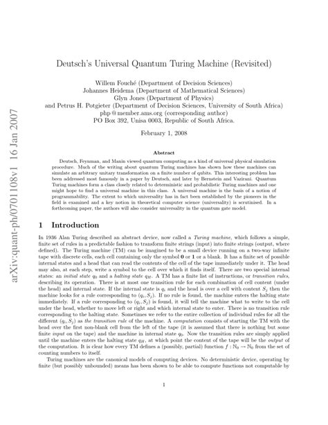 pdf deutsch s universal quantum turing machine revisited