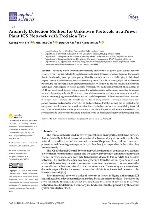 Pdf Anomaly Detection Method For Unknown Protocols In A Power Plant Ics Network With Decision Tree