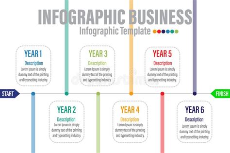 6 Steps Modern Timeline Diagram Calendar With Yearly Rectangle Title Presentation Vector