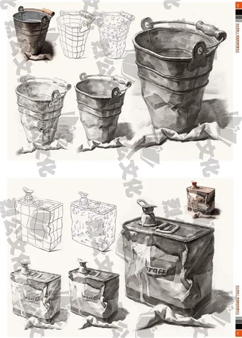 구겨진 물건 소묘 자료