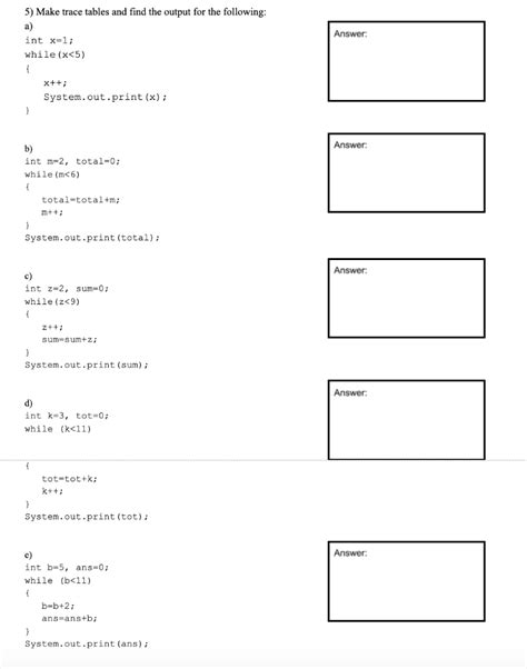 Solved Answer 5 Make Trace Tables And Find The Output For
