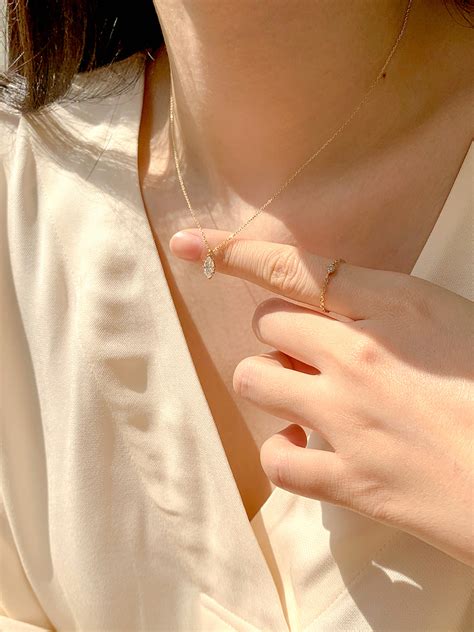 Fritte 당일 발송 14k 마퀴즈 프렌치 무드 목걸이 위시버킷