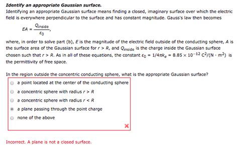 solved identify an appropriate gaussian surface identifying