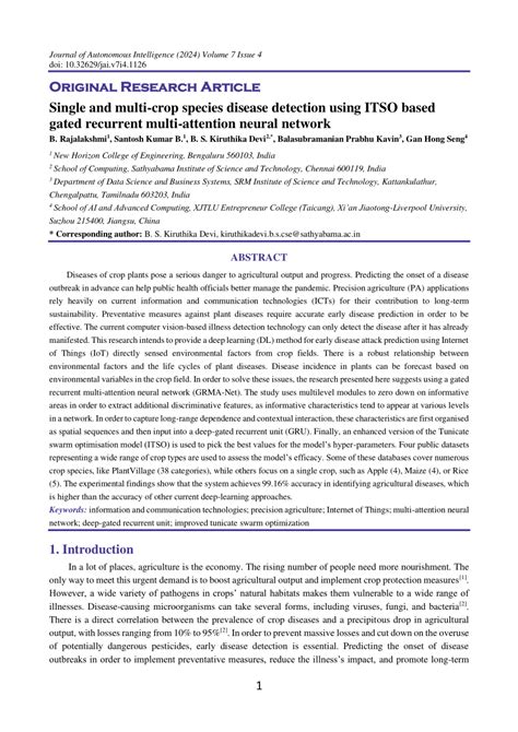 Pdf Single And Multi Crop Species Disease Detection Using Itso Based Gated Recurrent Multi
