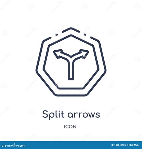 Linear Splitting Arrow Icon From Arrows Outline Collection Thin Line Splitting Arrow Vector