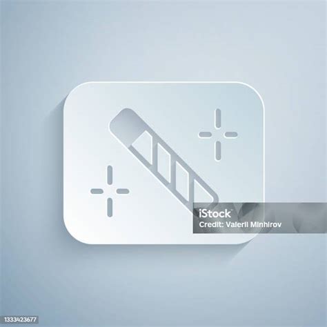 회색 배경에 격리 된 사진 보정 아이콘을 잘라 용지 사진 작가 사진 수정 아이콘 종이 아트 스타일 벡터 3차원 형태에 대한 스톡