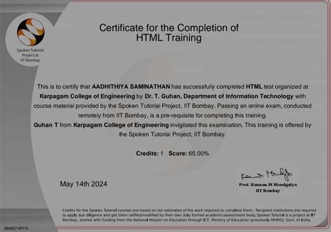 Learn Html With Iit Bombay Course Aadhithiya S Posted On The Topic