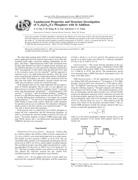 Pdf Luminescent Properties And Structure Investigation Of Y3al5o12 ∕ Ce Phosphors With Si Addition