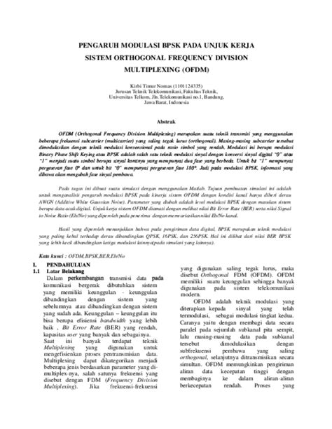Doc Simulate Bpsk Modulation In Ofdm Technology In Advancing Rural Area