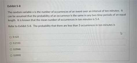 Solved The Random Variable X Is The Number Of Occurrences Of