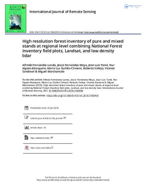 Pdf International Journal Of Remote Sensing High Resolution Forest
