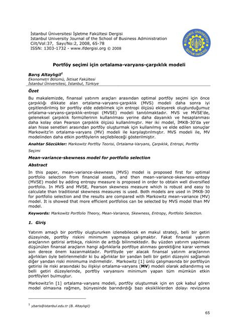 Pdf Mean Variance Skewness Model For Portfolio Selection