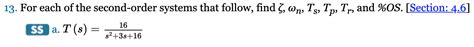 solved 13 for each of the second order systems that follow
