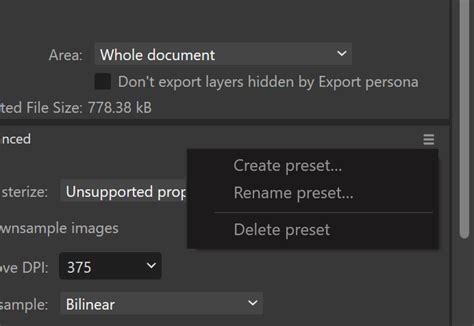 Designer Export Presets Are Grayed Out Desktop Questions MacOS And Windows Affinity Forum