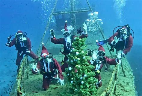 Кипрские дайверы в костюмах Санта Клаусов отпраздновали Рождество в «ледяных водах Протараса