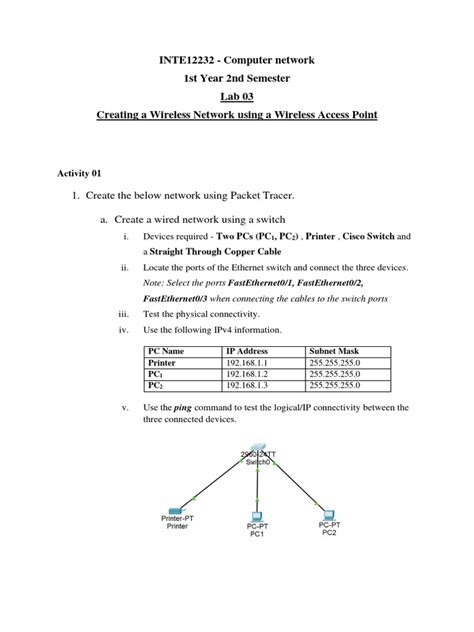 Inte12232 Computer Network I Lab 03 Wlan Download Free Pdf Wireless Lan Computer Network