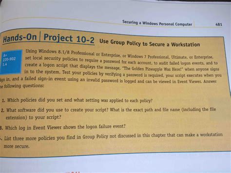 Solved Securing A Windows Personal Computer 481 Hands On