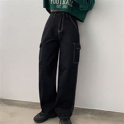 슈가파우더 봄버전 아웃라인 스티치 카고 포켓 코튼팬츠 2color