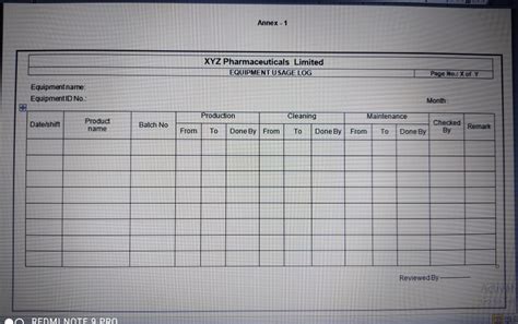 Procedure Log Book