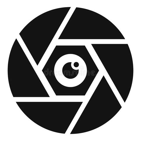 Black And White Vector Illustration Of A Stylized Camera Aperture Icon