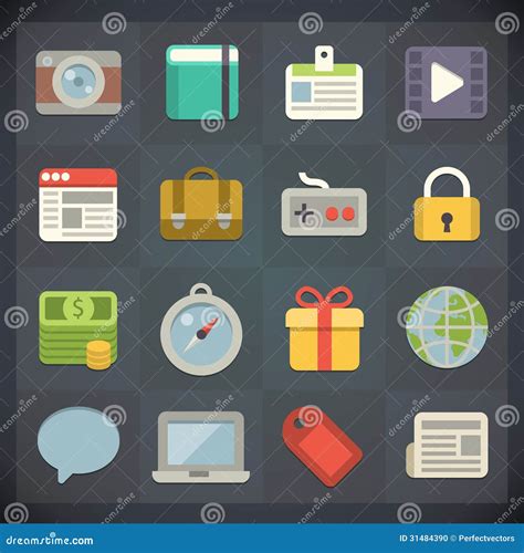 Universal Flat Icons For Web And Mobile Set 2 Stock Vector