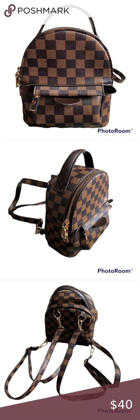 Mini Backpack Brown Checkered Backpacks Mini Backpack Mini